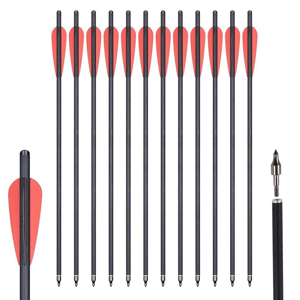 Hunting 20'' Carbon Crossbow Bolts Crossbow Arrows 100 Grain Broadheads ...