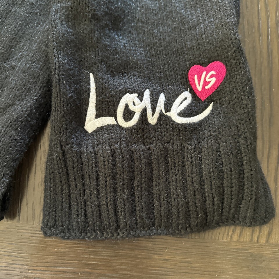 Victoria Secret "Love VS" Black Knitted Scarf 72 Inch One Size | eBay