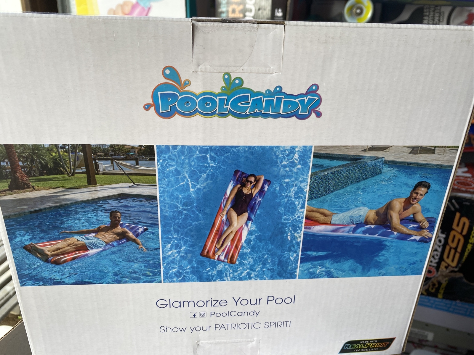 HUGE Pool Float Stars Stripes Deluxe Beach Raft 74x30 USA flag floaty ...