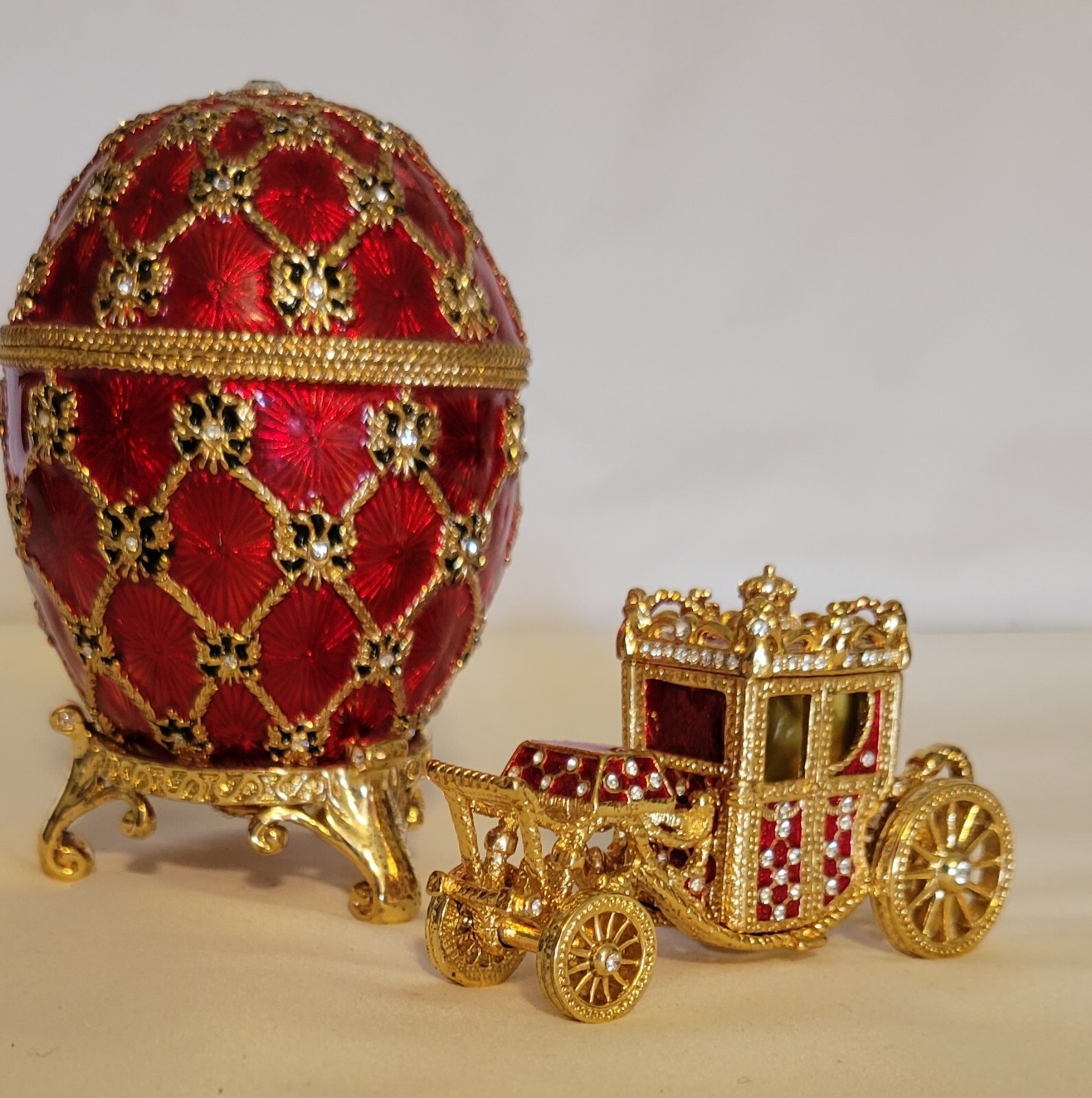 Faberge Egg Replica Jewelry Box Made Russia Easter Coronation Carriage ...
