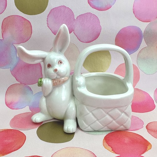 Vintage Fitz And Floyd Rabbit Figurine Small Easter Bunny & Basket 1978 ...