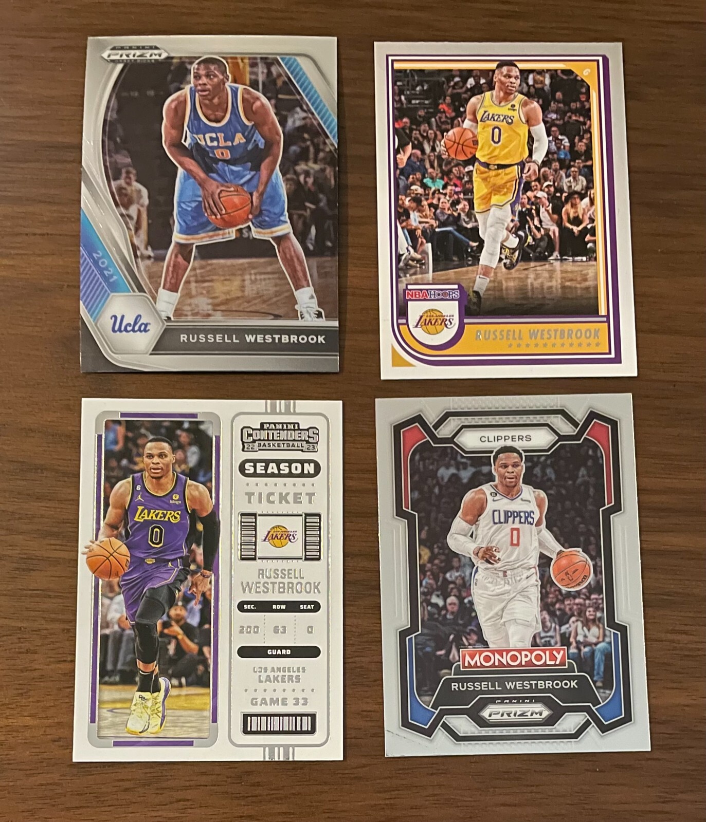 [4 Card Lot] Russell WESTBROOK Basketball NBA Cards UCLA LA Clippers LA ...