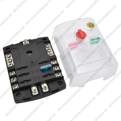 6 Way Blade Fuse Box / Bus Bar With Cover - Marine Kit Car Boat HGV 12V ...