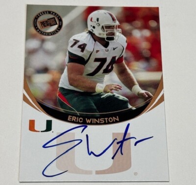 Eric Winston Miami Hurricanes 2006 Press Pass Football Rookie Autograph ...