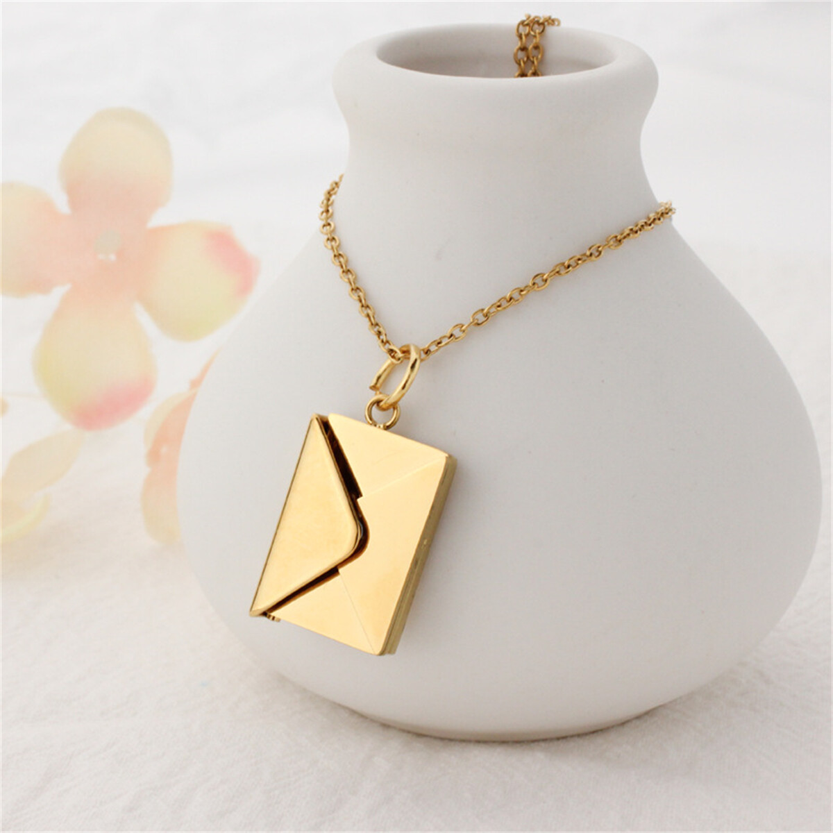 For Women Custom Envelope Locket Necklace Love Letter Pendant Jewelry ...