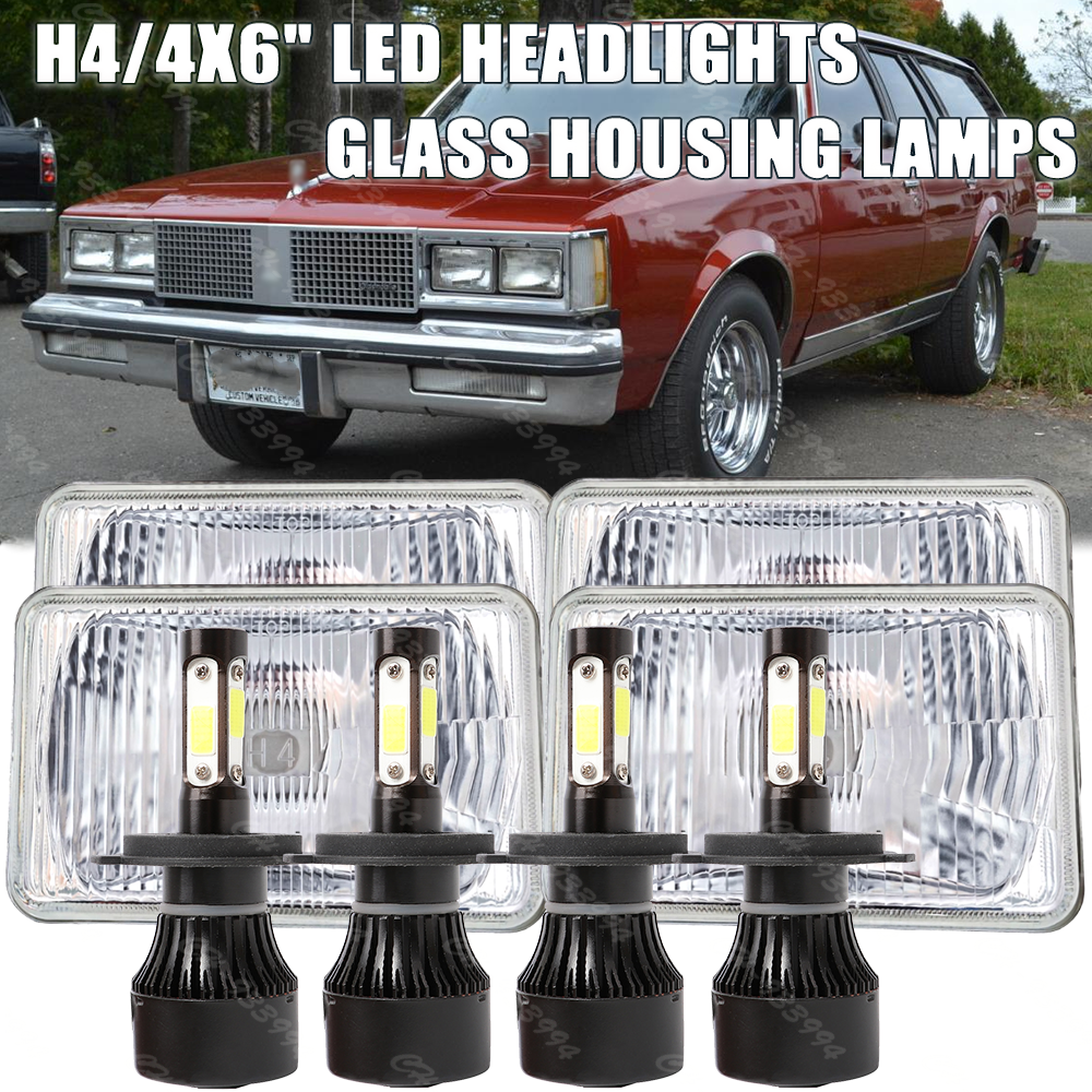 4pcs 4x6" Led Headlights Hi/Lo Beam For 1980-1988 Oldsmobile Cutlass ...