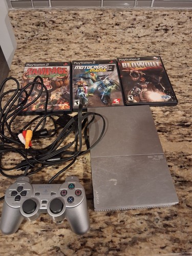 PlayStation 2 Satin Silver SCPH-90000 SS ps2 sony game Console + Games ...