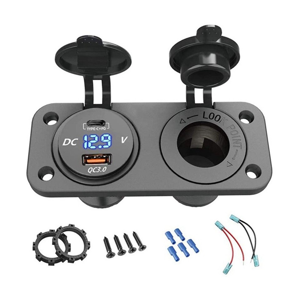 12V USB Type-C and QC3.0 Car USB Port Outlet Socket Charging Port for ...