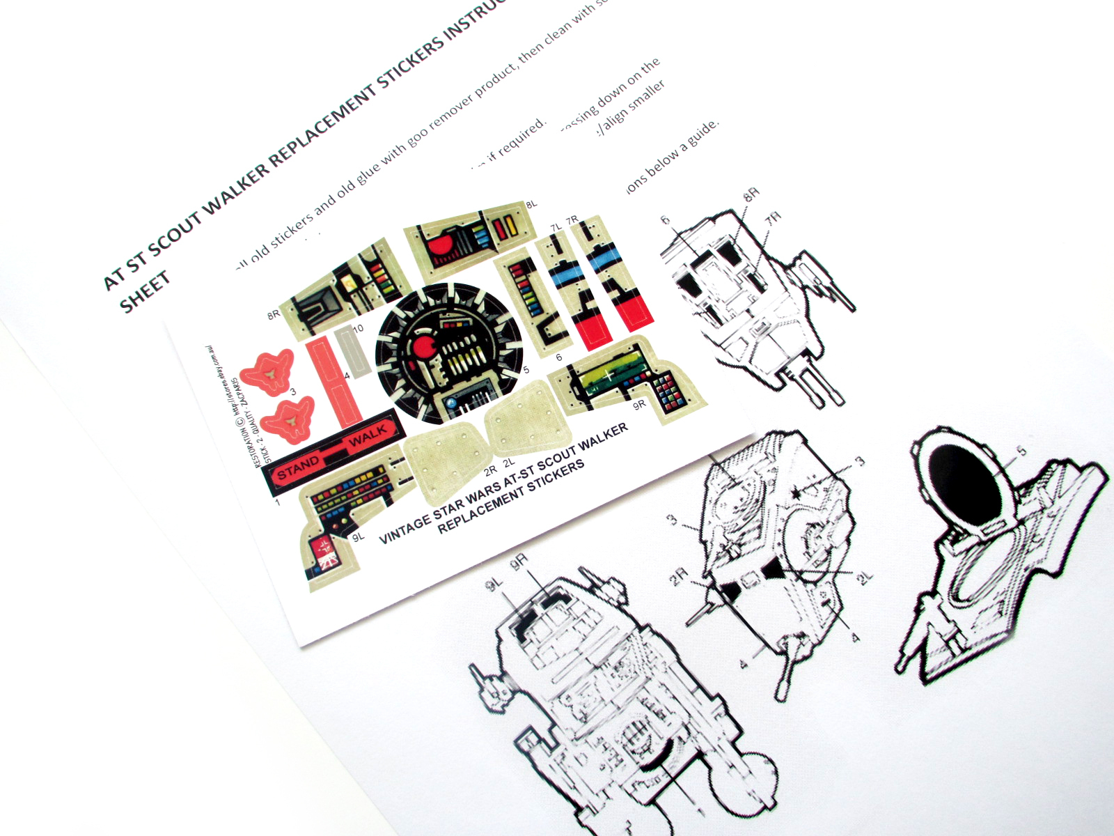 CUSTOM STICKERS for Kenner STAR WARS VINTAGE AT-ST ATST SCOUT WALKER ...