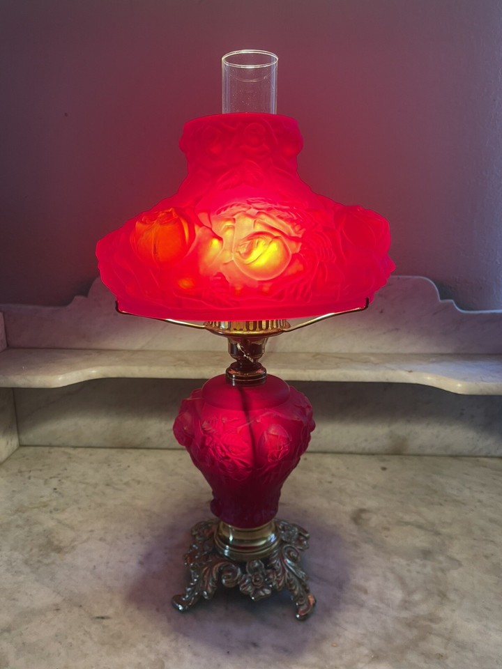 Antique Fenton Blood Red Puffy Rose Cased Glass Gone with the Wind ...