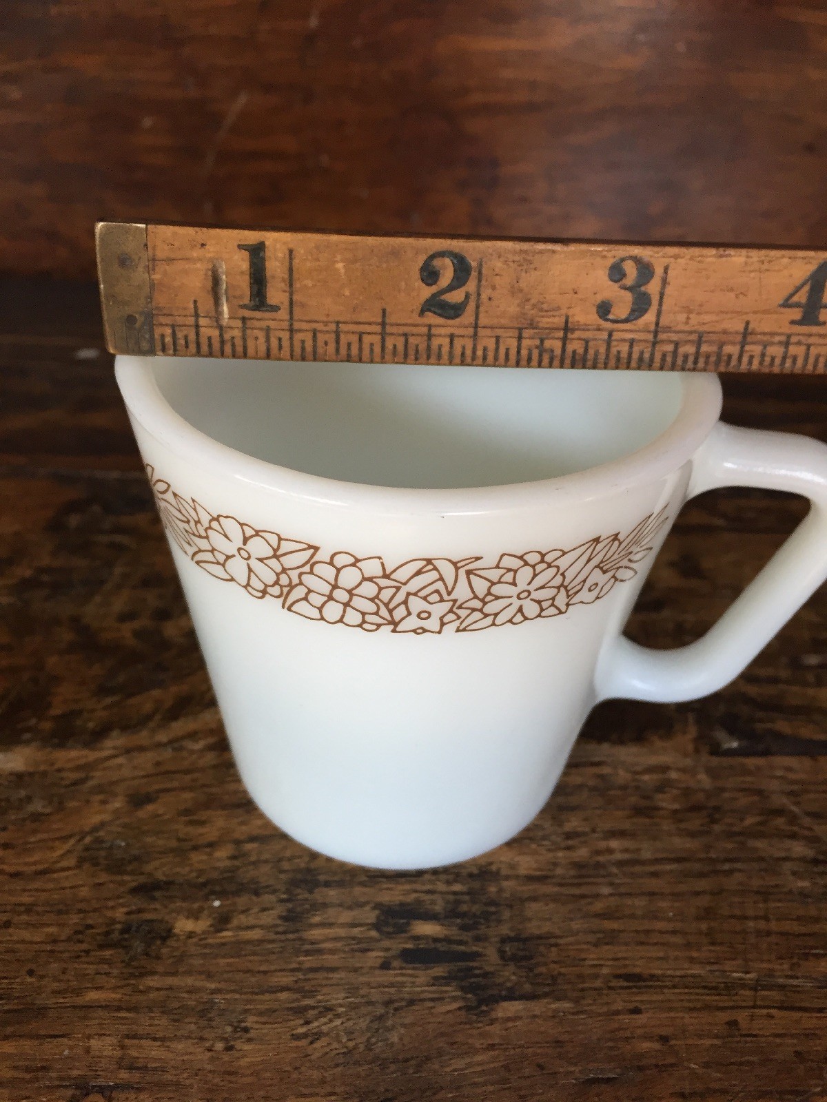Vtg Pyrex 1410 Milk Glass Coffee Mug Woodland Pattern White Tea Cup USA ...
