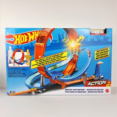 NEW Hot Wheels Matel Massive Loop Mayhem Motorised Playset Track NEW IN ...