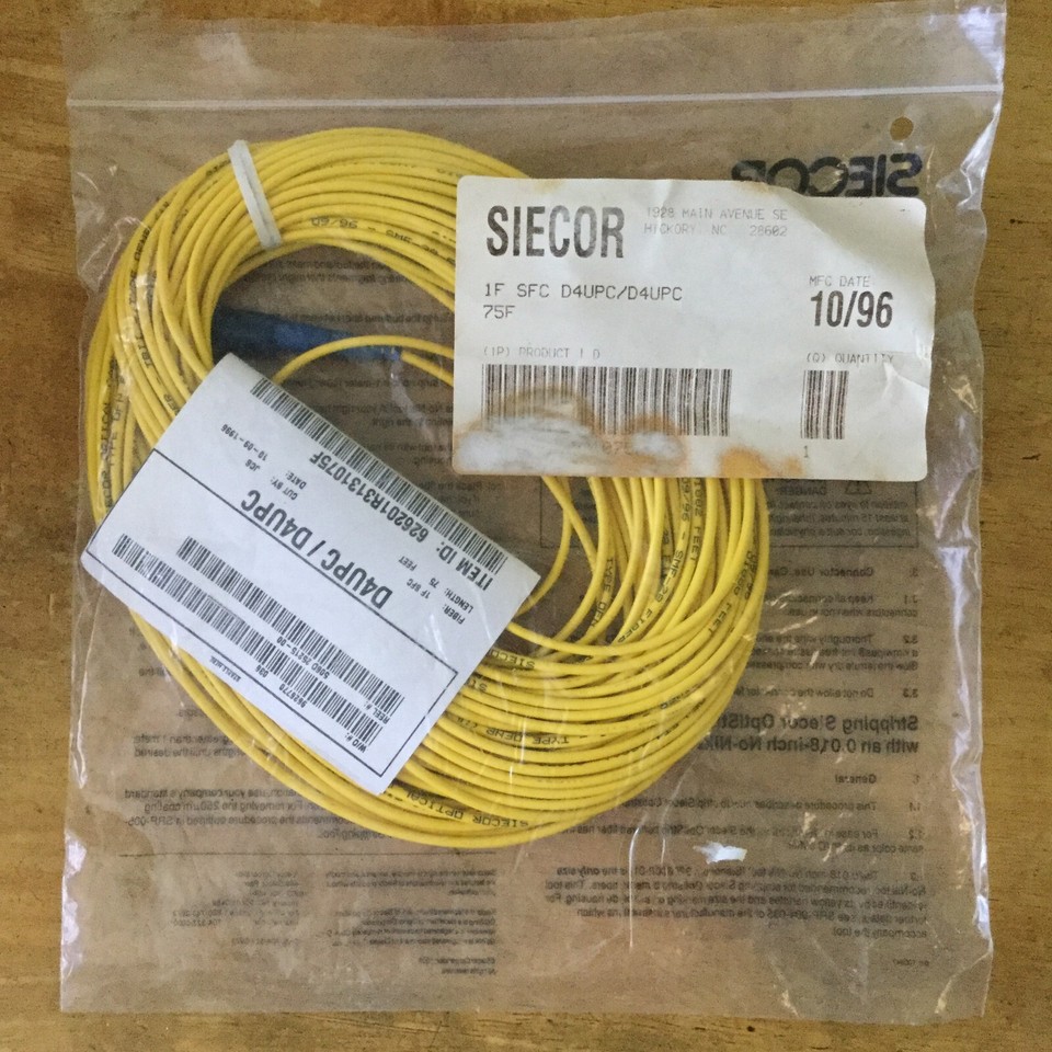 Siecor/Corning Fiber Optic Patch Cord Jumper Cable 1F SFC D4/D4 (D4UPS ...
