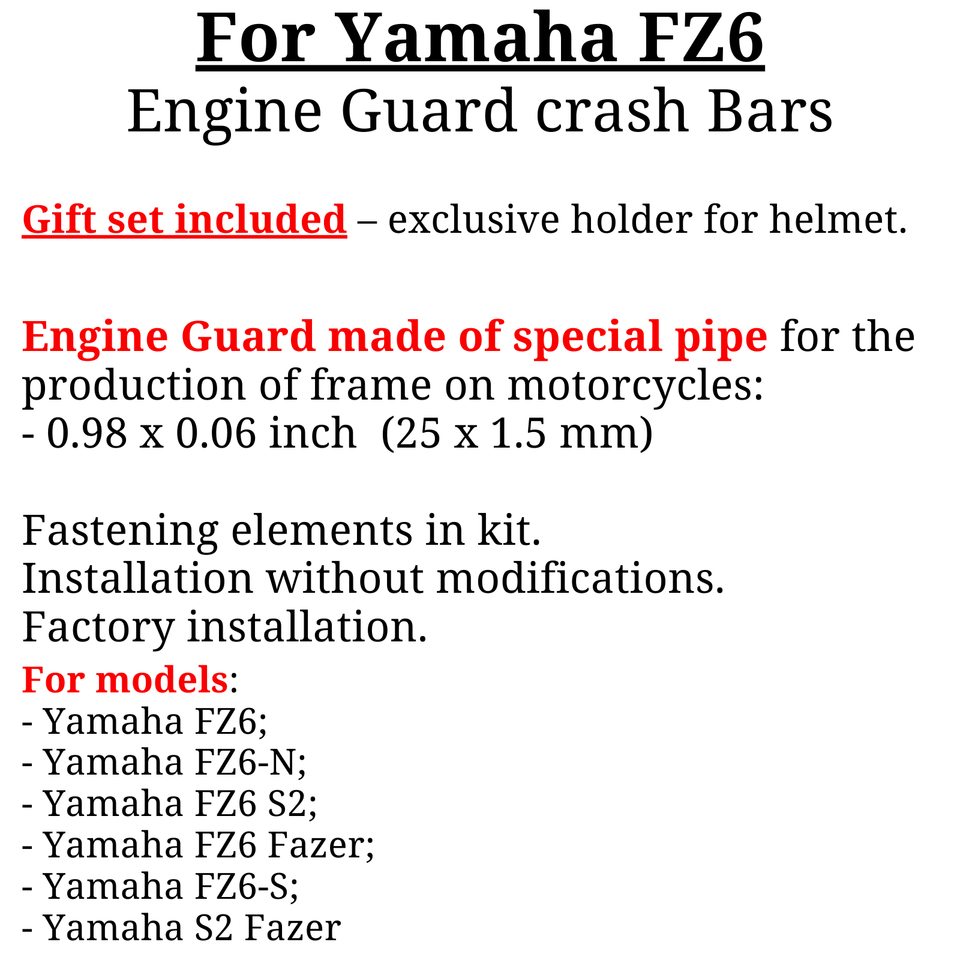For Yamaha FZ6 crash bars FZ6 S2 engine guard FZ6 Fazer FZ6N, Bonus | eBay
