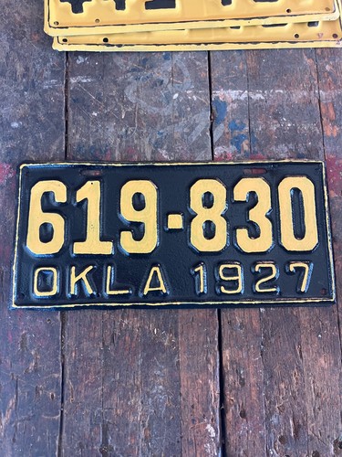 1927 OKLAHOMA LICENSE PLATE 619-830 REPAINTED SOLID BODY AUTO ...