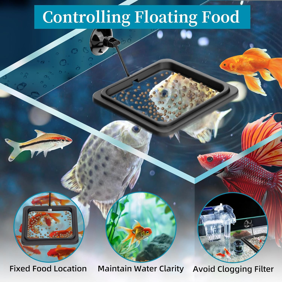 Fish Feeding Ring Aquarium Square Floating Food Feeder Circle with ...