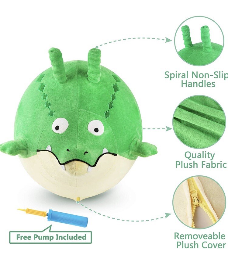 iPlay iLearn Kids Shark Hopper Ball Plush Bouncy Ride on Hopping Animal ...