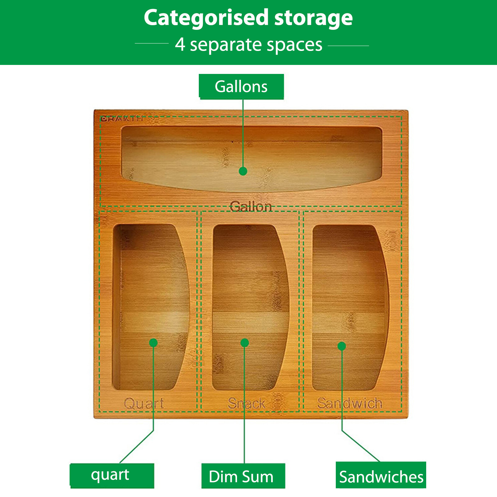 Ziplock Bag Storage Box Plastic Bag Organizers 1 Box 4 Slots Home ...