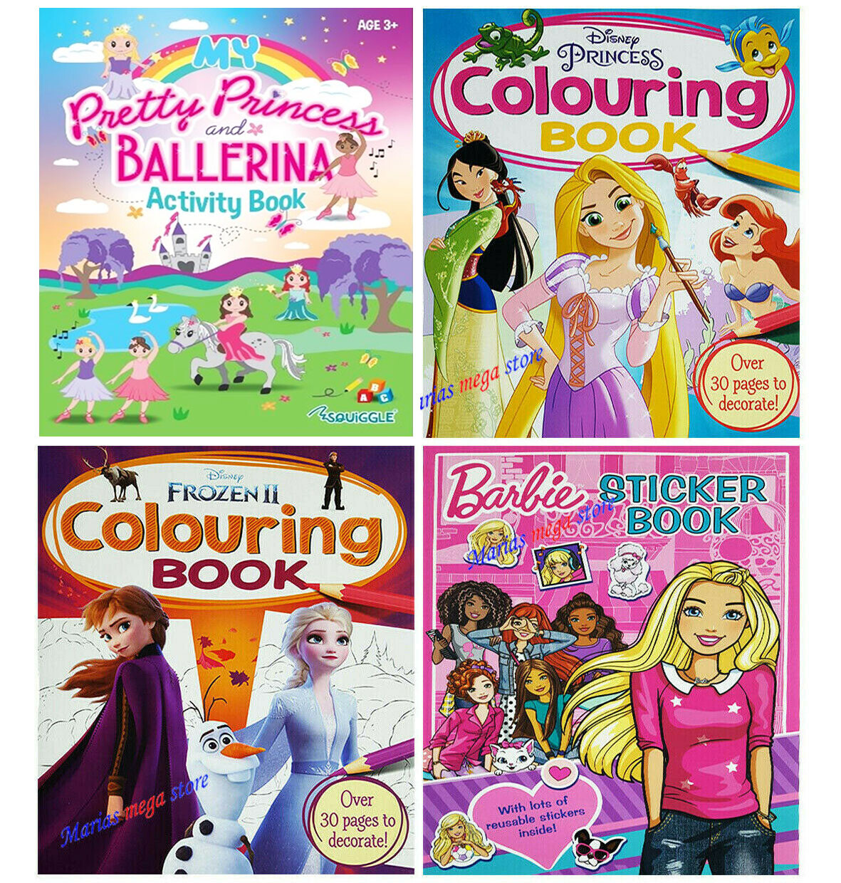 DISNEY Girls Colouring Books Childrens Book Princess Frozen Barbie ...