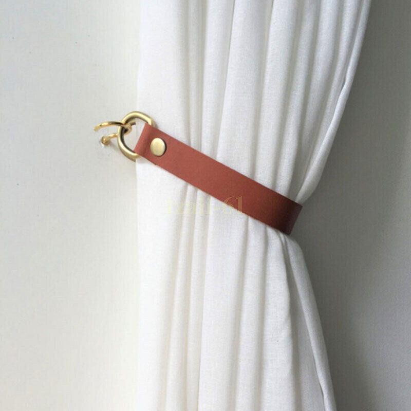 Leather Curtain Tie Backs Tiebacks Holdback Curtain Clip Strap Decor ...