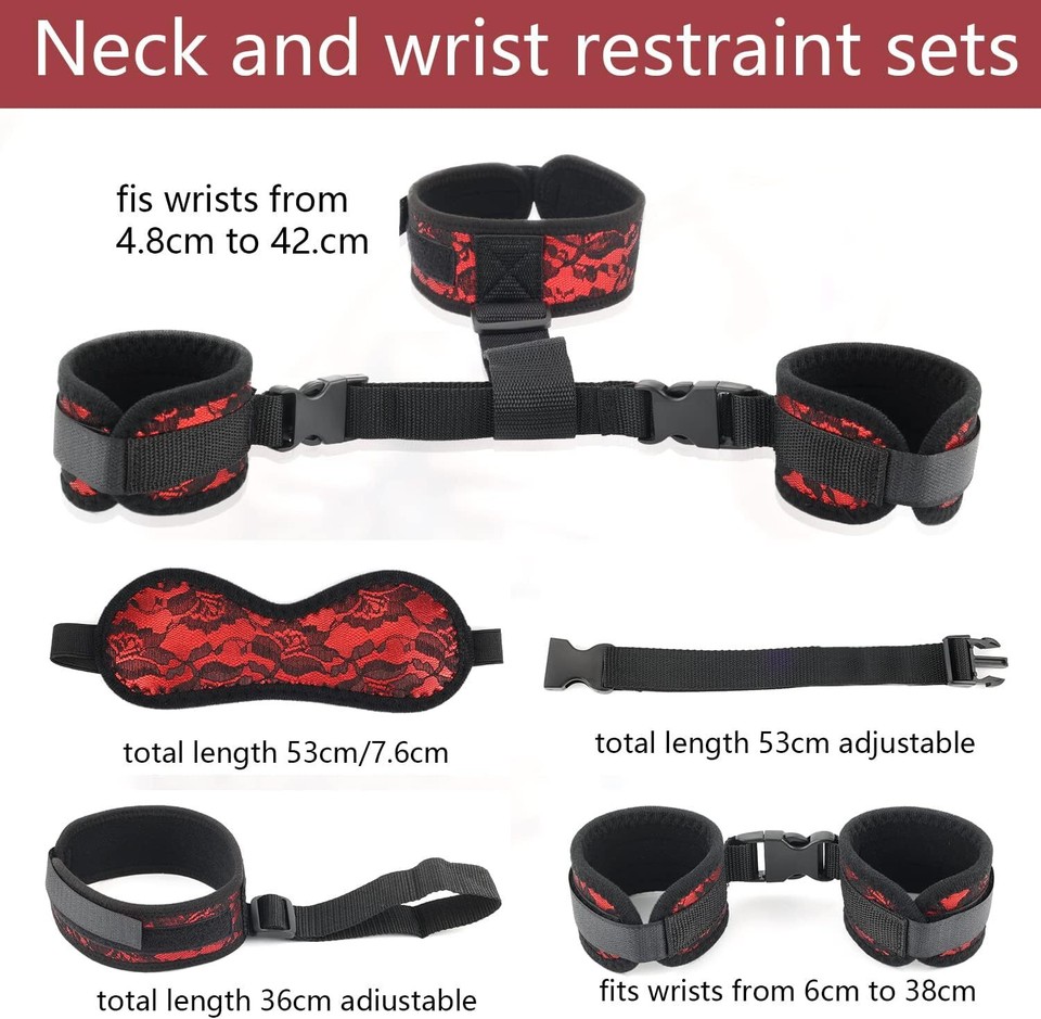 Neck Collar Wrist Handcuff Ball Gag Harness Restraint Bondage Sex ...