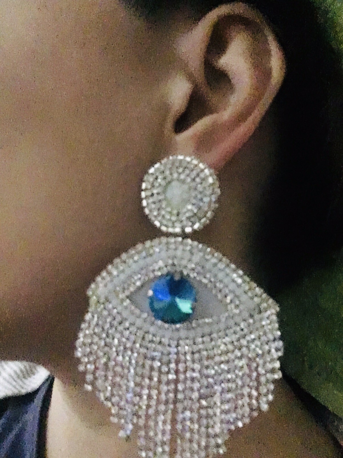 Sale!Handmade Exclusive Evil Eye Blue Rhinestone Asymmetrical ...