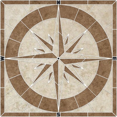 Porcelain Tile Square Captain's Compass Rose Mosaic Medallion - CHOOSE ...