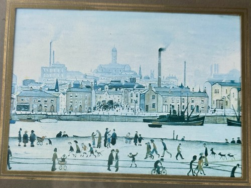 Set of 4 MCM Picture Frames with L.S. Lowry Prints Heavy Wood w/ Metal ...