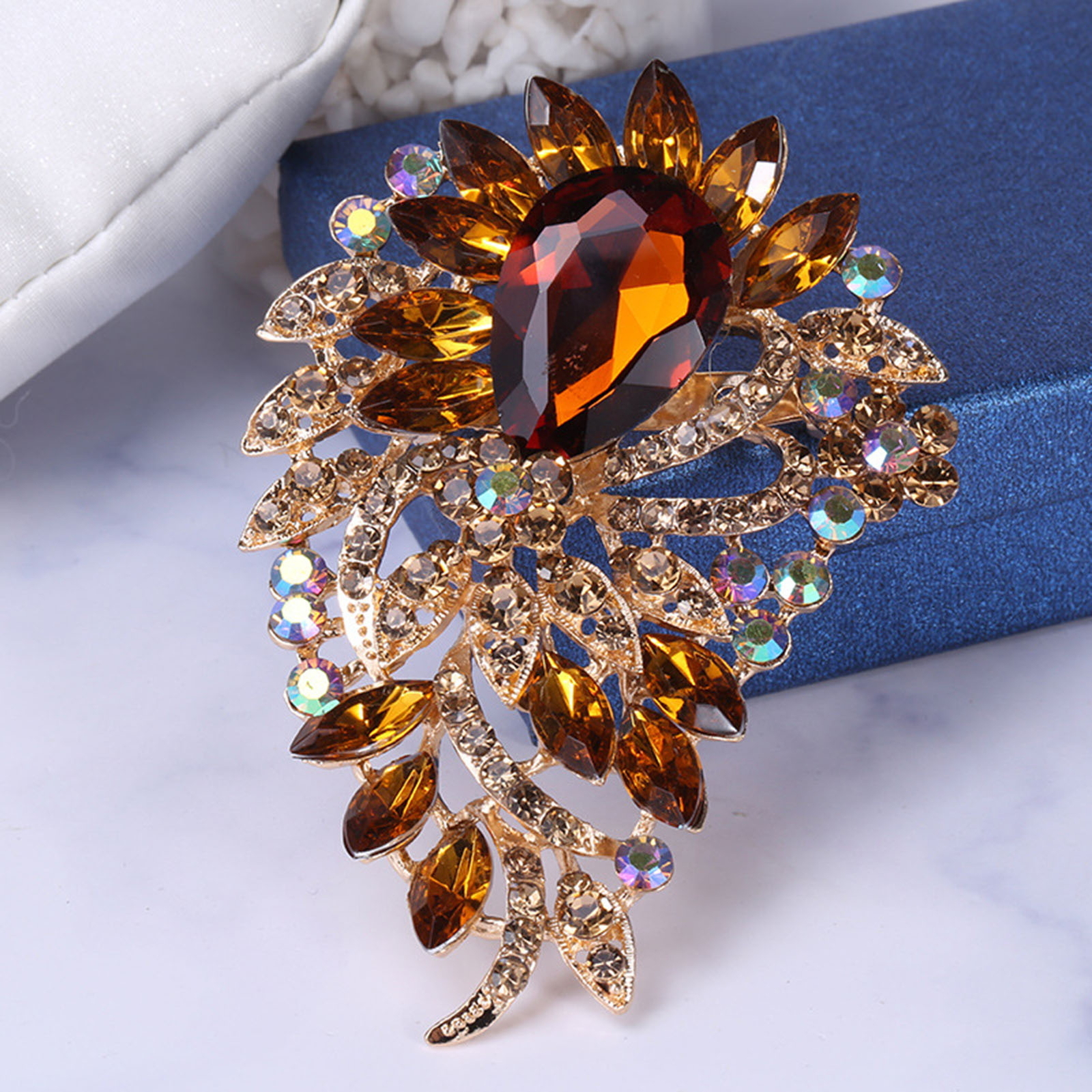 Shawl Scarf Pin Suit Collar Badge Vibrant Rhinestone Glass Brooch ...