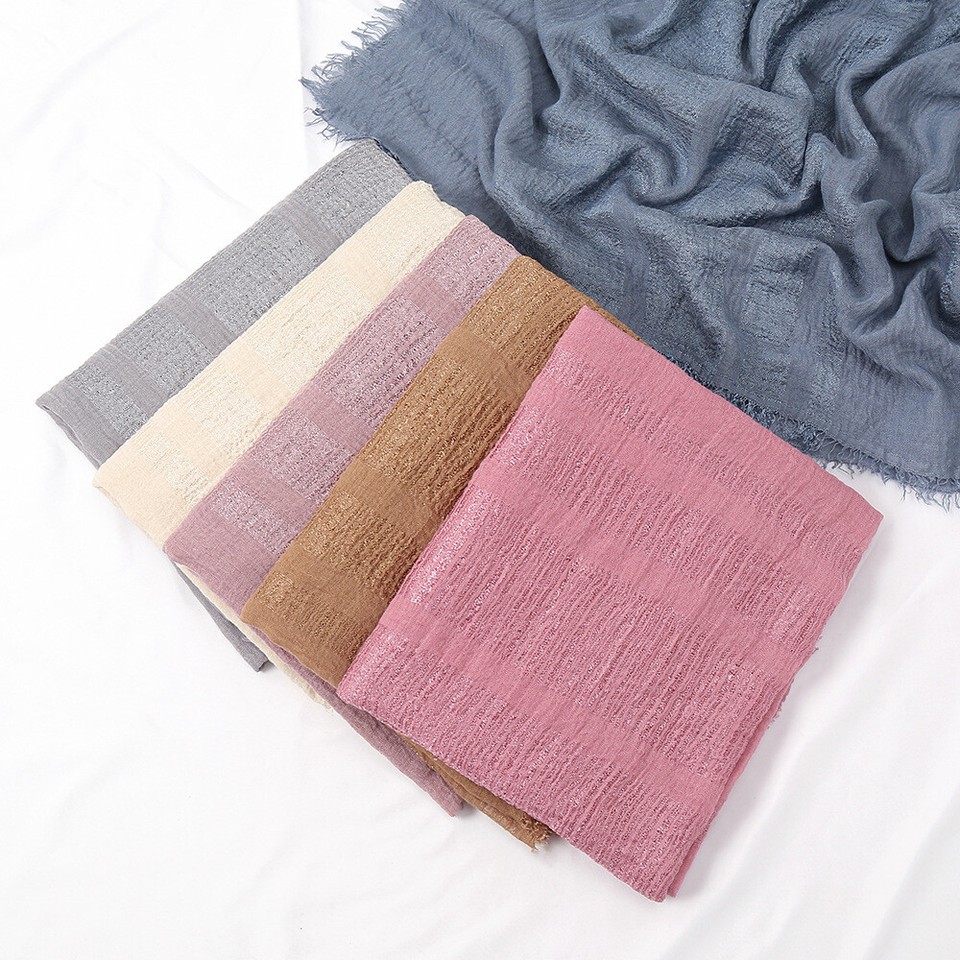 Cotton Viscose Scarf Shawls Women Muslim Hijab Headscarf Wraps Shimmer ...