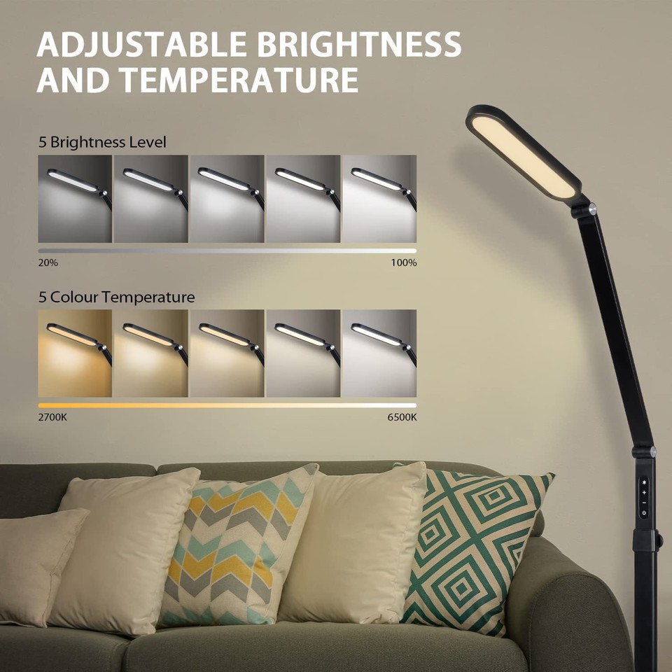 LED Floor Standing Lamp Dimmable Height Adjustable Reading Light Office ...