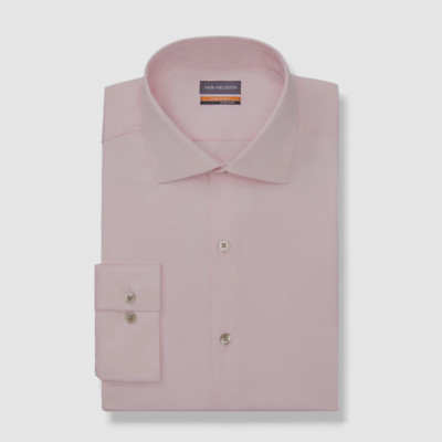 $60 Van Heusen Men's Pink Stain Shield Stretch Dress Shirt Size 15-15.5 ...