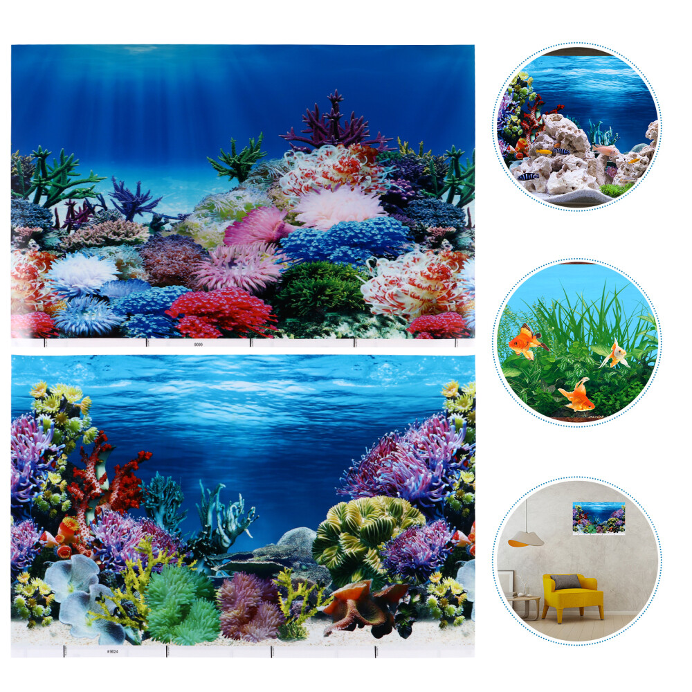 2 Pcs Thick Film Paper Fish Tank Stickers Aquarium Adhesive 3d ...