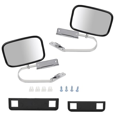 Side View Manual Mirrors Chrome Pair Set For 1980-96 Ford F-Series ...