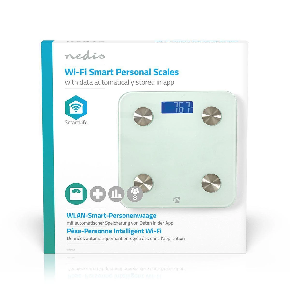 Nedis WIFI Body Analysis Fat Digital Smart Bathroom Weight BMI WI-FI ...