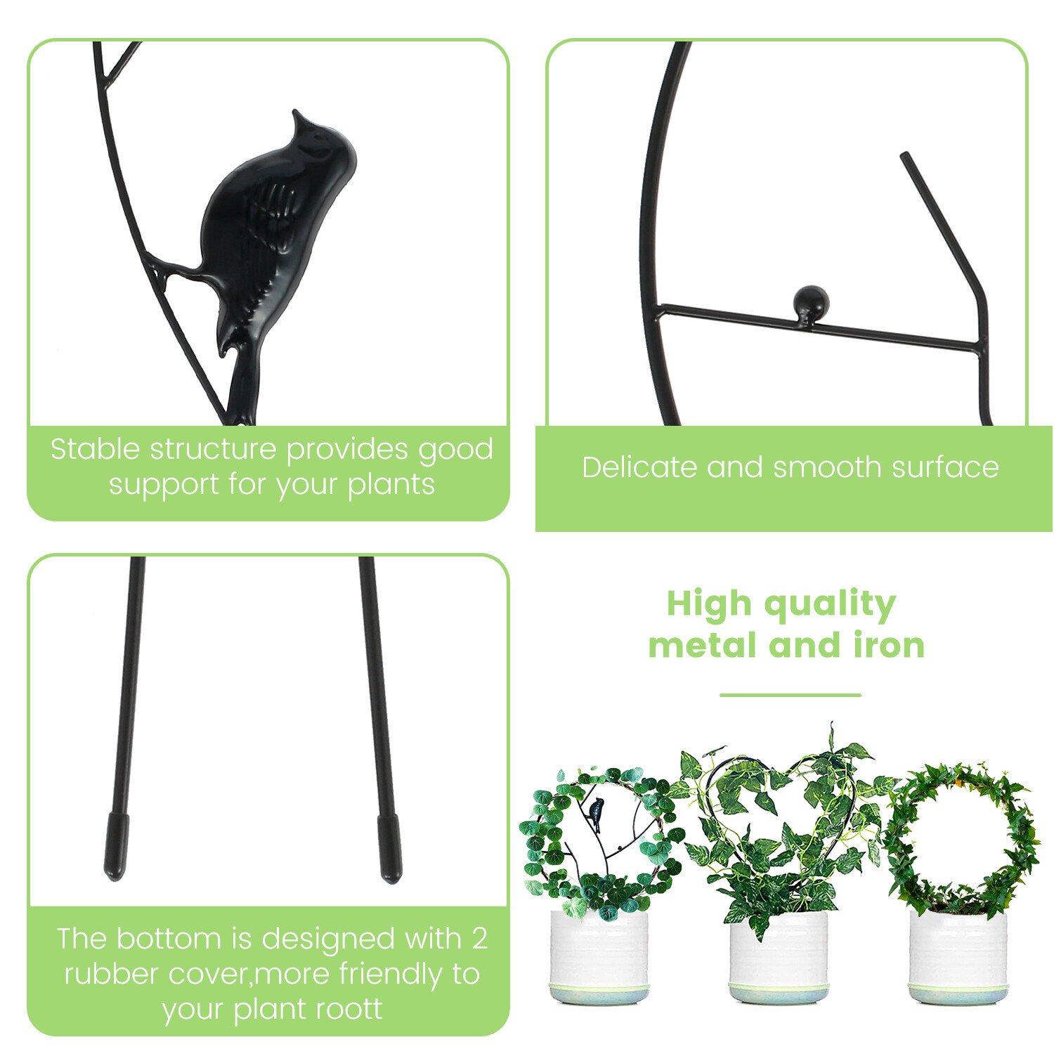 Plant Support Trellis 3Pcs Metal Plant Support Frame Rust-Proof Potted ...
