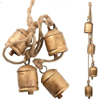 Rustic Gold Tin Cow Bells Cylinder Shape Hanging Bells Christmas Decor ...