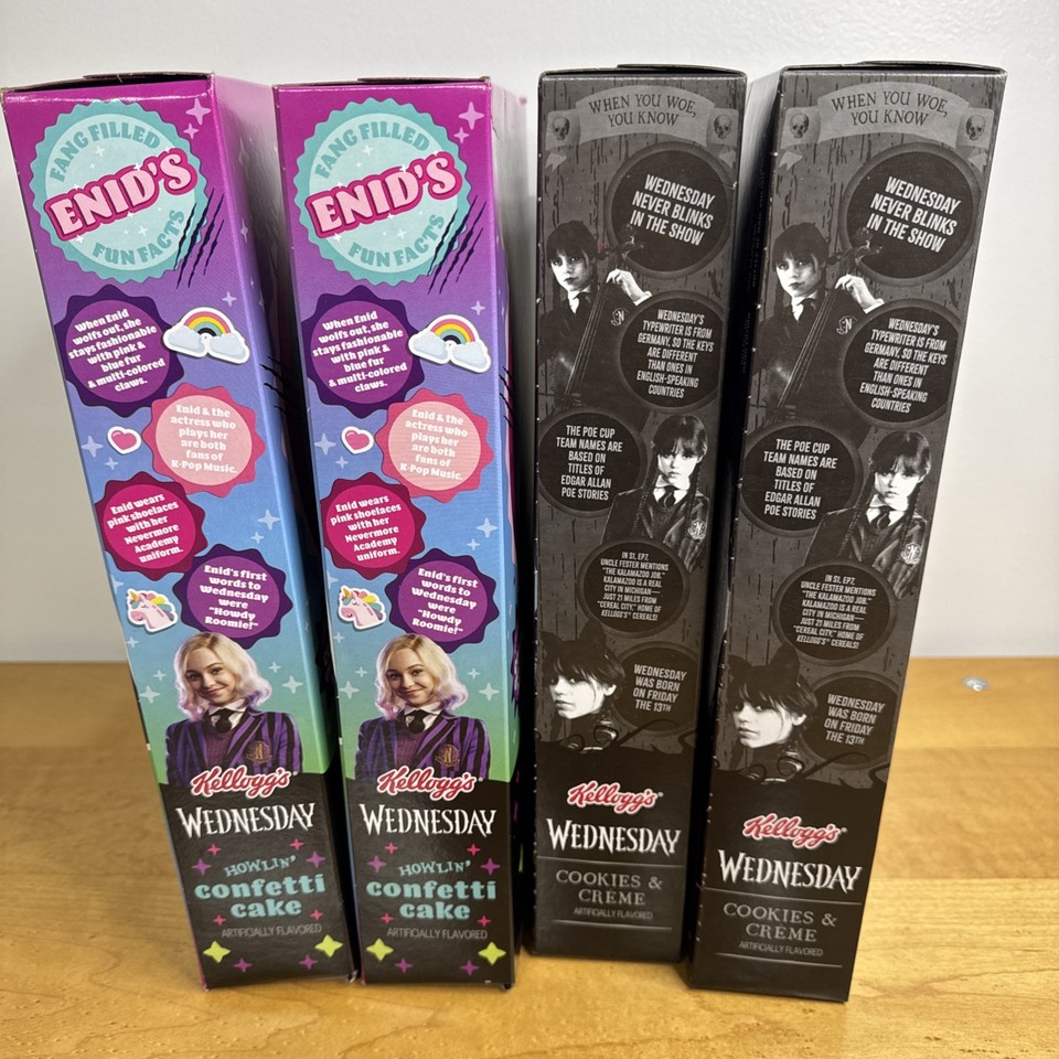WEDNESDAY & ENID Limited Edition Combo Cereal Box 4-Pack Kellogg's NEW ...
