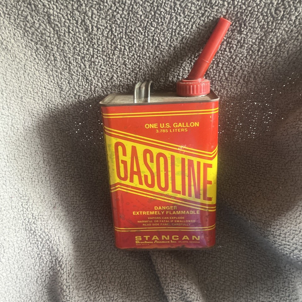 Vintage Stancan 1 Gallon Tin Metal Gas Oil Can Shop Decor Made In USA ...