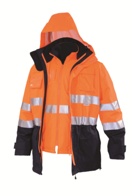 Workhorse HI-VIS 4-IN-1 JACKET MJA019 Inner Vest ORANGE/NAVY- Size S ...