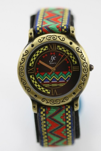 TJC Men Watch Gold Stainless Steel Leather Water Resist Battery ...