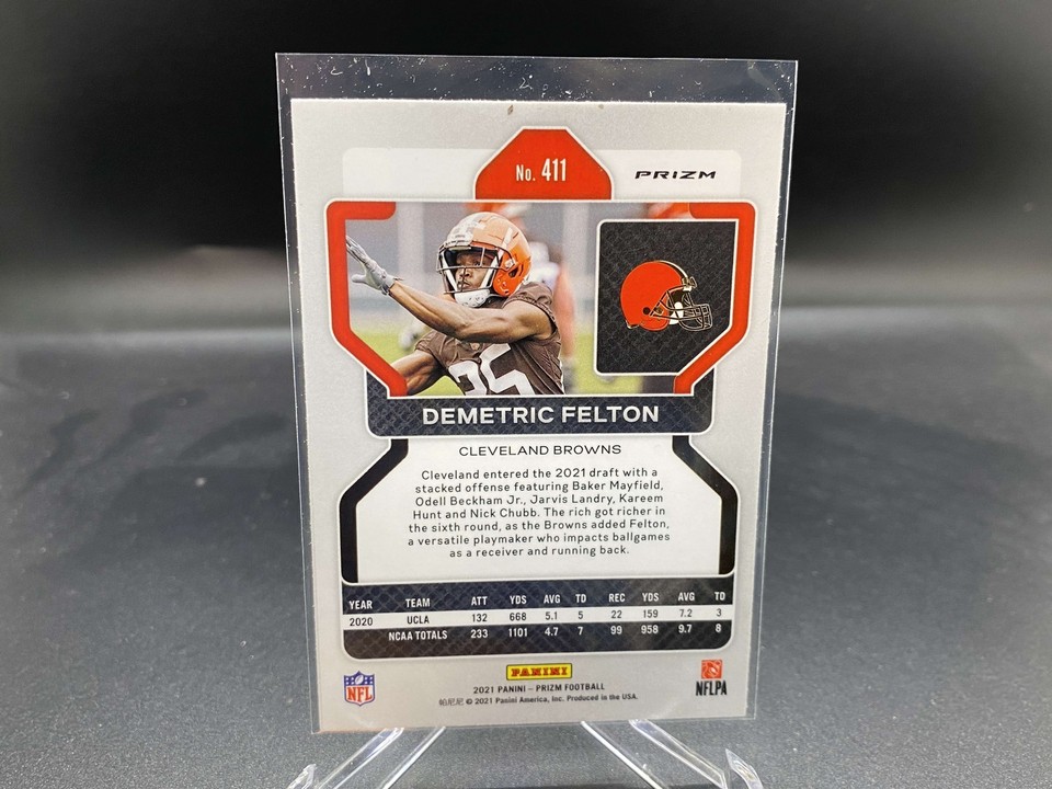Demetric Felton 2021 Prizm Red Cracked Ice #411 UCLA Browns RC Rookie ...