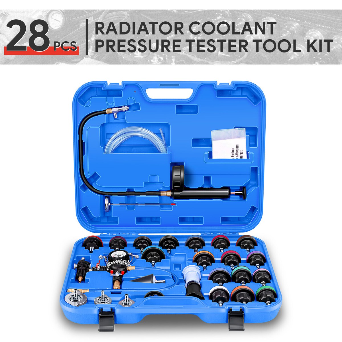 Coolant Pressure Tester 28-Piece Universal Radiator Pressure Tester ...