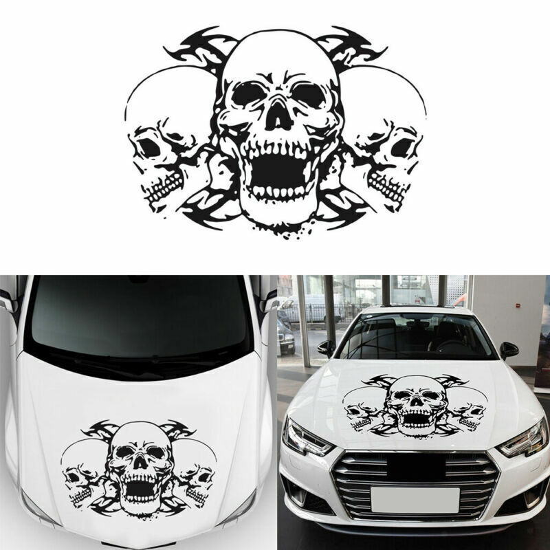 Large Triple Skull Head Car Bonnet Hood Vinyl Decal Sticker Van Side ...