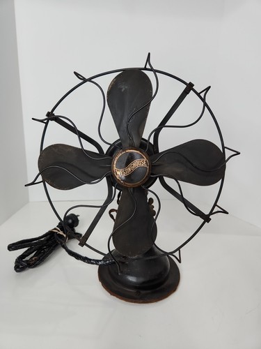 Vtg Antique Westingouse 457678 Oscillating Fan w/ 10" Blades, Parts Or ...