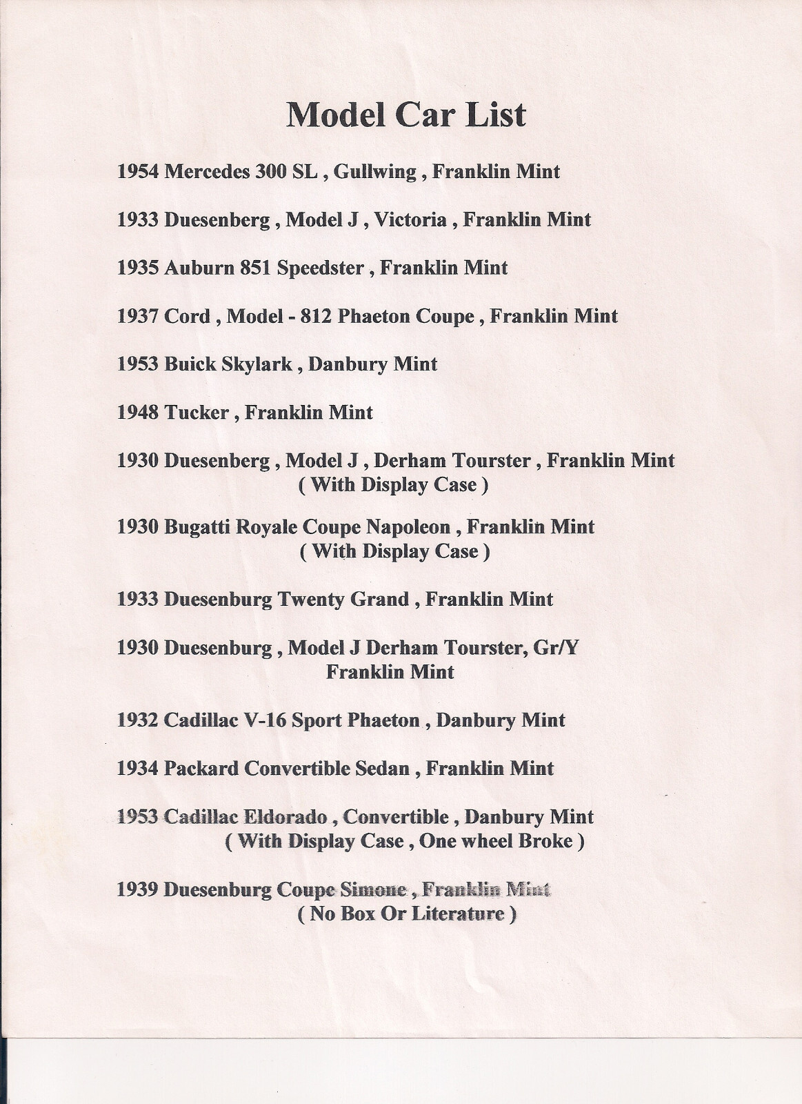 11 New, Franklin Mint Model Car's, & 3 New, Danbury Mint Model Car's ...