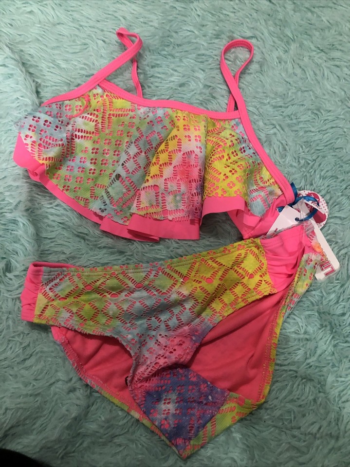 NWT~ Limited Too Bikini Girls 10-12 Tie Dye Lace 2 Piece Set Swimwear ...