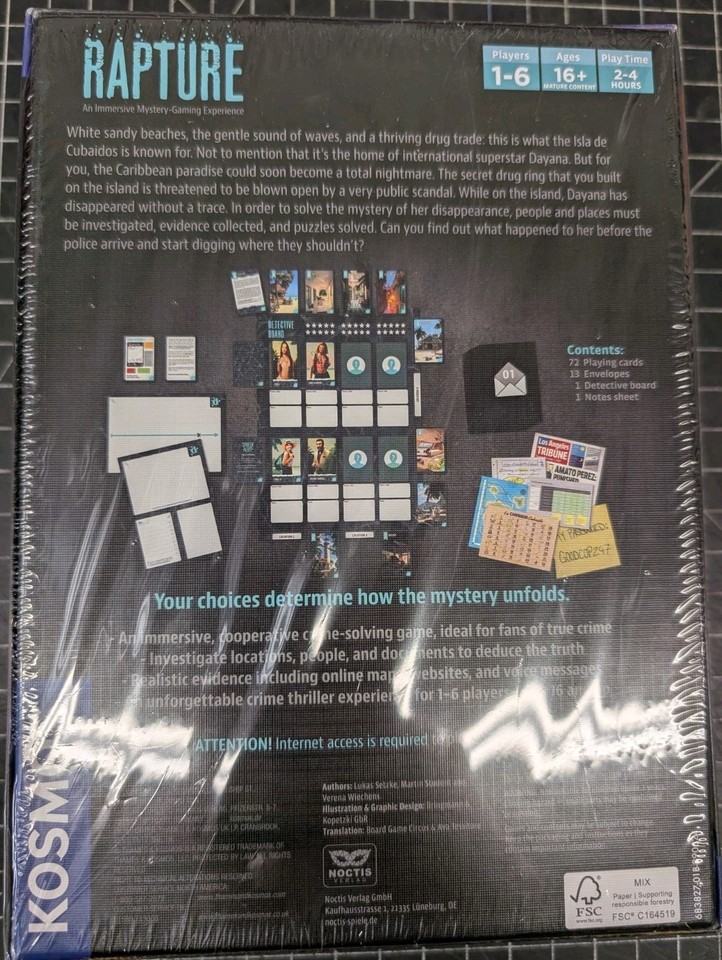 Masters Of Crime: Rapture Co-op Mystery Deduction Board Game By Kosmos ...