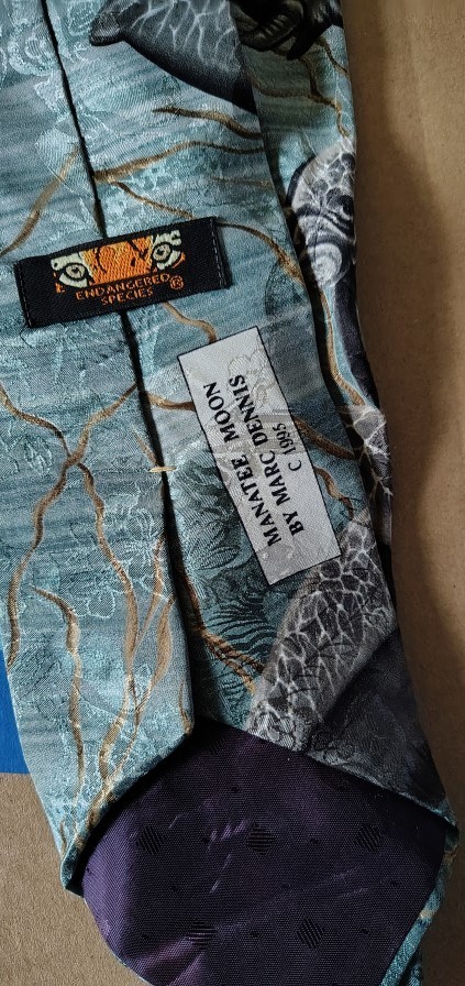 1995 MANATEE MOON by Marc Dennis ENDANGERED SPECIES silk Necktie Tie | eBay