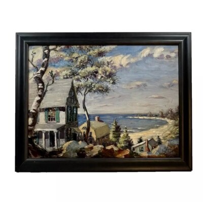 ROBERT STANTIAL 1930S CAPE COD? CAPE ANN? ANTIQUE COASTAL LANDSCAPE ...